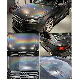 YOLOCKEY Holographic Laser Black Chrome Car Vinyl Wrap Roll Gloss Decal Film Self Adhesive Sticker Sheet Air Release