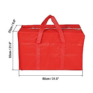 PATIKIL Closet Storage Bags, 31.5'' Length Waterproof Clothes Blankets Organizer Bag with Carrying Handles for Bedding, Red
