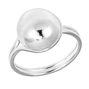 AeraVida Dainty Glamourous Dome Ball .925 Sterling Silver Ring | Statement Fashion, Promise Ring, Couple Unisex Ring | All Day Acessories | Size 9