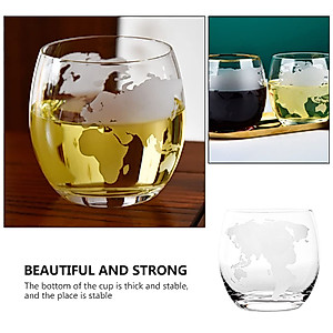 UPKOCH 450ML Clear Glass Water Cup Set 2Pcs World Map Design Whiskey Glasses Crystal Shot Glasses Coffee Mugs Summer Water Tumbler Fiesta and Cinco de Mayo Party Supplies