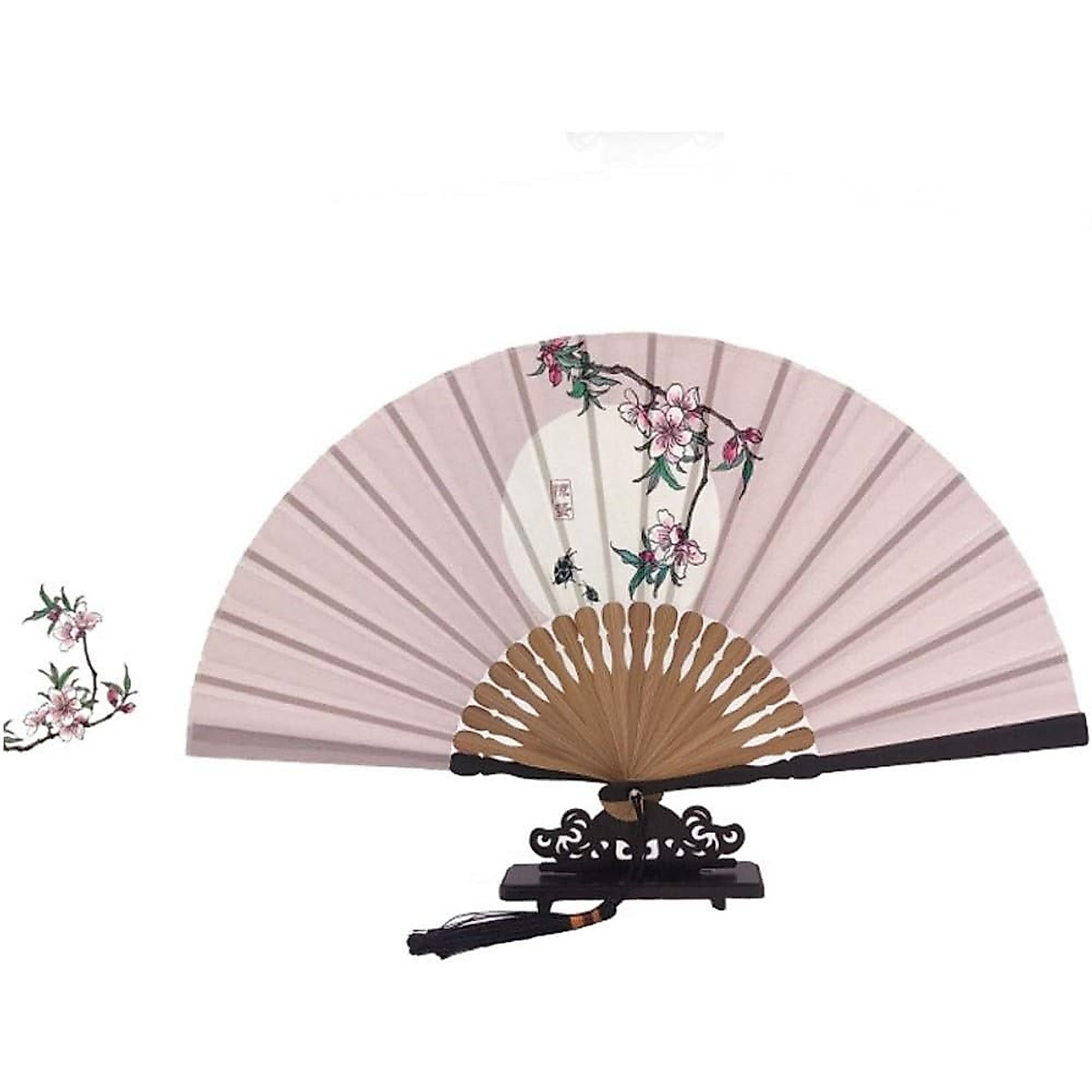 Hand Fan Folding Fan,Hand-held Fan,Folding Fan Female Classical Bamboo Bone Folding Fan Ancient Wind Tassel Small Fan Women Fans Hand Paper Folding Props Vintage style