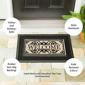Evergreen Sassafras Welcome Interchangeable Entrance Doormat | Indoor and Outdoor | 22-inches x 10-inches | Non-Slip Backing | All-Season | Low Profile | Home Décor