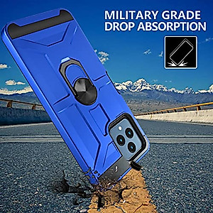 GAMEMIUZ T-Mobile Revvl 6 5G Case, TCL Revvl 6 Case with [3X Tempered Glass Screen Protector], Built-in Ring Kickstand and Magnetic Car Mount Shockproof Dropproof Armor Case for Revvl 6 - Blue