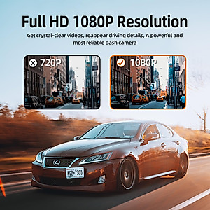 REIZIX Dash Cam 1080P Full HD, 64G SD Card, On-Dashboard Camera Video Recorder Dashcam for Cars with 3" IPS LCD Display, Night Vision, WDR, Motion Detection, Parking Mode, G-Sensor, 170° Wide Angle