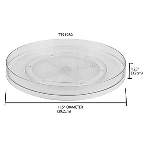 Home Basics Ta Spin Non-Skid Plastic 360 Degree Turntable – Rotating Stand for Dining Table, Kitchen Counters, Cabinets, Pantry and Fridge-Spices, Seas, Clear
