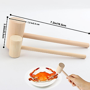 6Pcs Large Wooden Mallet Seafood Hammers for Cracking Crab Lobster Shellfish, Wooden Hammer for Breakable Chocolate Heart Smash Halloween Decor