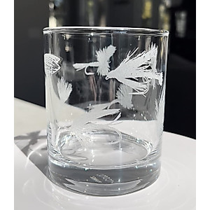 HullSpeed Designs Fly Fishing Engraved Rocks & Whiskey Glasses - Gift for Fisherman (Set of 2)
