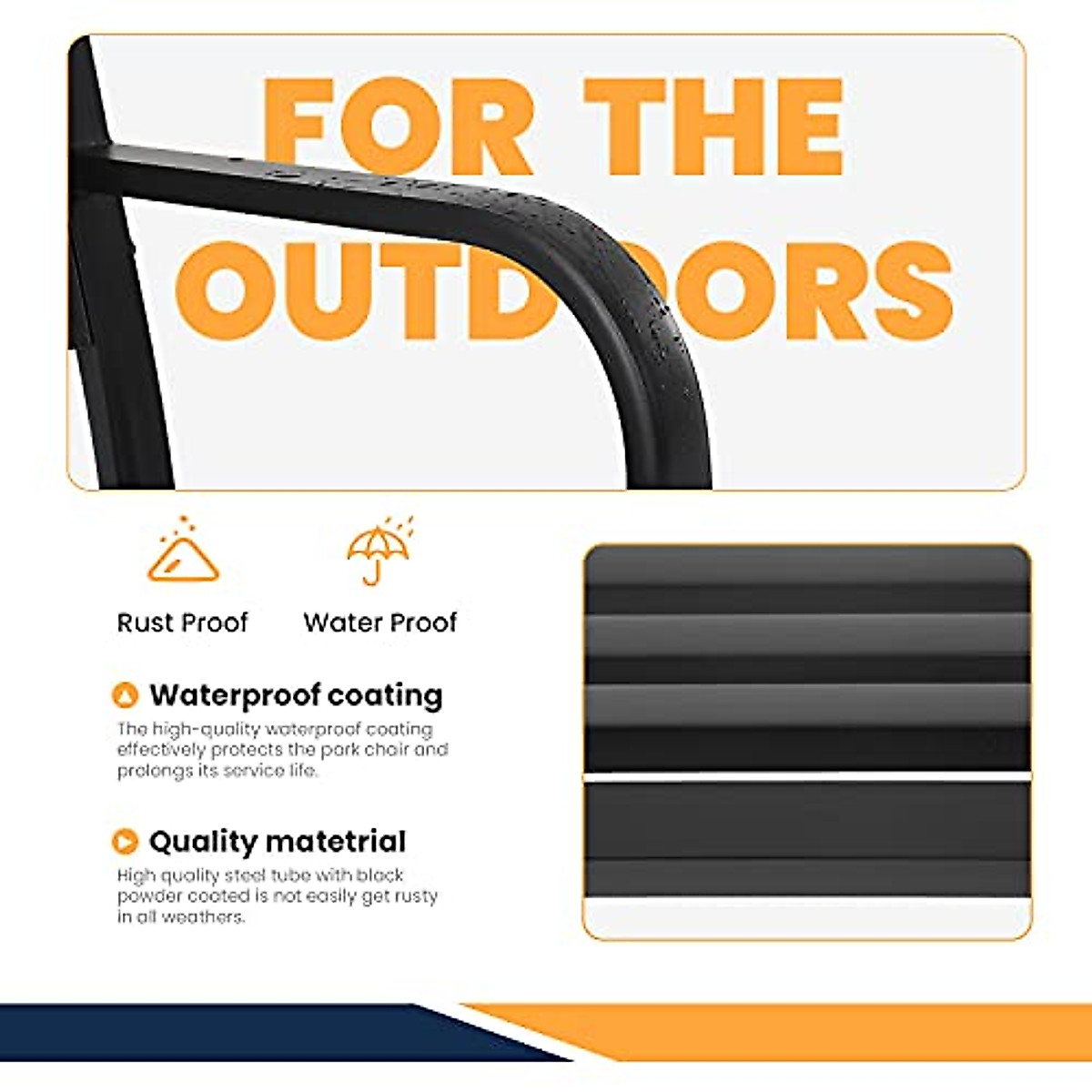 FDW 50in Garden Bench,Powder-Coat Steel Outdoor Benches,500LB Capacity Patio Bench Outdoor Benches for Porch,Garden, Park,Backyard