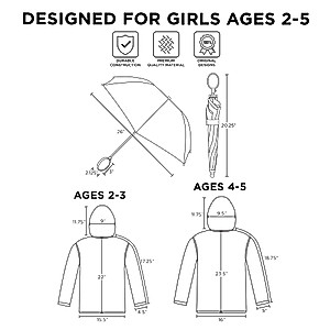 Disney girls Disney and Slicker Rainwear Set, Toddler Or Little Girl Rainwear Ages 2-7 Umbrella, Minnie Mouse Black, MEDIUM AGE 4-5 US