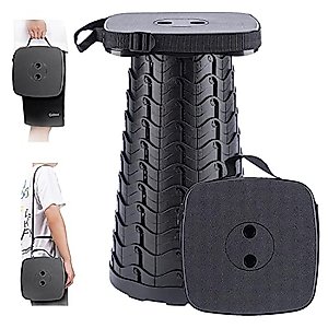 Hesanzol Square Telescopic Stool Portable Retractable Folding Stool Lightweight and More Sturdy Collapsible Stool for Adults Indoor Outdoor Load Capacity 500lbs (Square-Black)