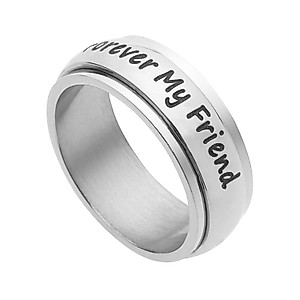 Beads & Pearls Jewelry 7mm Stainless Steel Women's Spinner Ring - Always My Granddaughter Forever My Friend Granddaughter's Ring, Spinner Ring Anxiety & Stress Relief, Size 7
