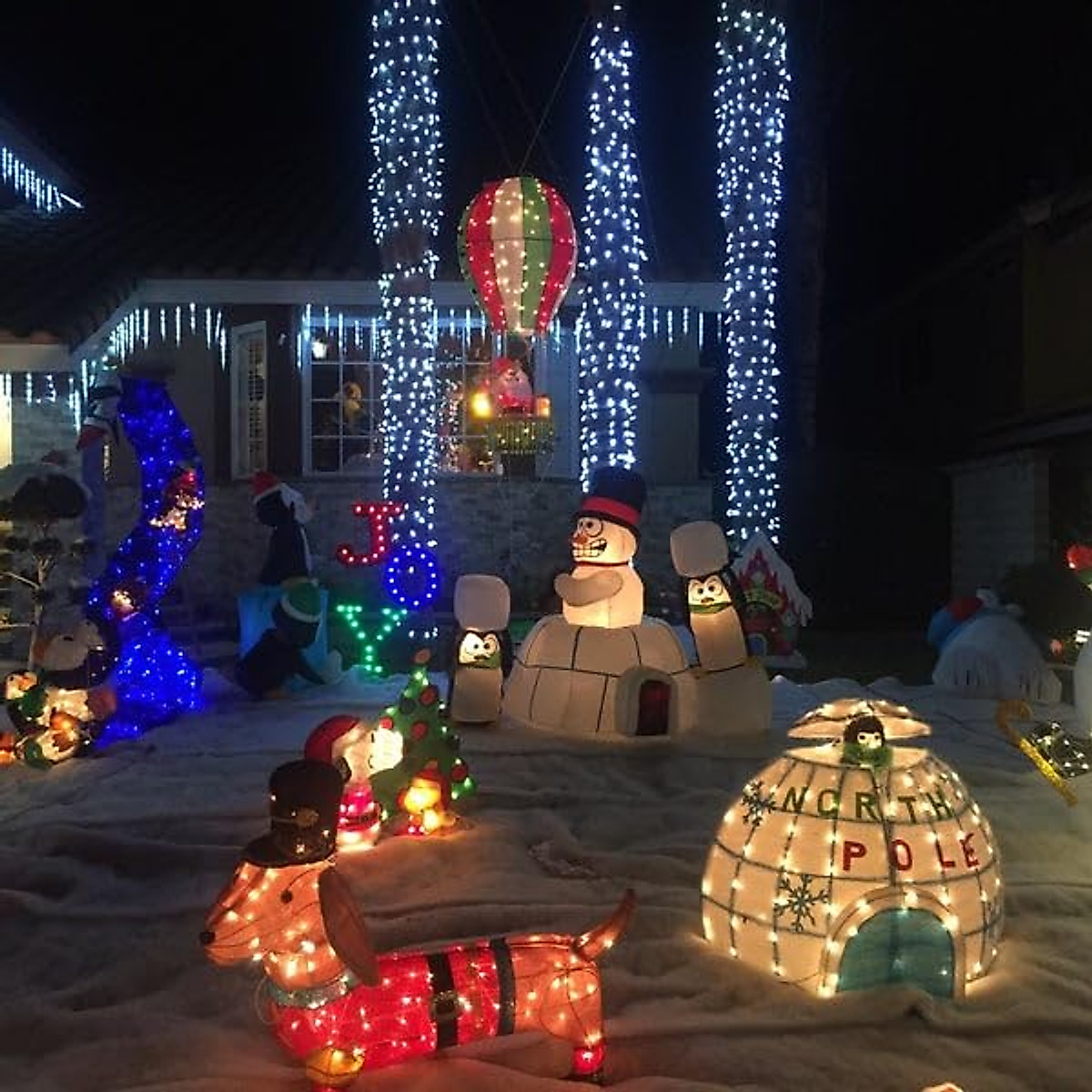 QITONG 2 Pack White Solar Christmas Lights, Each 66ft 200LED Solar String Lights Outdoor Waterproof, 8 Modes White Solar Lights for Outside Tree Yard Garden Christmas Decorations (Cool White)