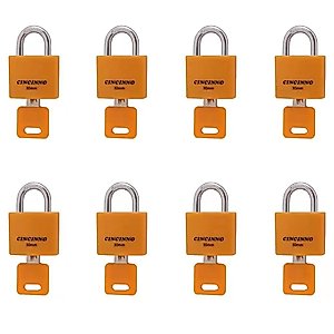 CINCINNO Set of 8 Small Locks，Covered Aluminum Keyed Alike Padlocks，30MM Weatherproof Lock with Same Key,Outdoor Padlock for Sheds, Storage Unit ，School Gym Locker, Toolbox
