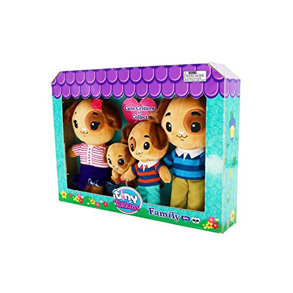 Tiny Tukkins Stuffed Dog Family - 4 Plush Dog Stuffed Animals - Doggy Stuffed Animal Pack Includes Mom, Dad, and 2 Babies - Stuffed Animal Set Made from Kid-Friendly, Non-Toxic Quality Materials