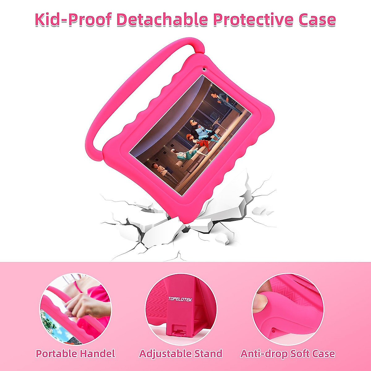 Kids Tablet for Toddlers Learning Tablet for Kids 7 inch 32GB Childrens Tablet with WiFi Dual Camera Shockproof Case Android Tablet with Parent Control Google Play Store YouTube Educational Games