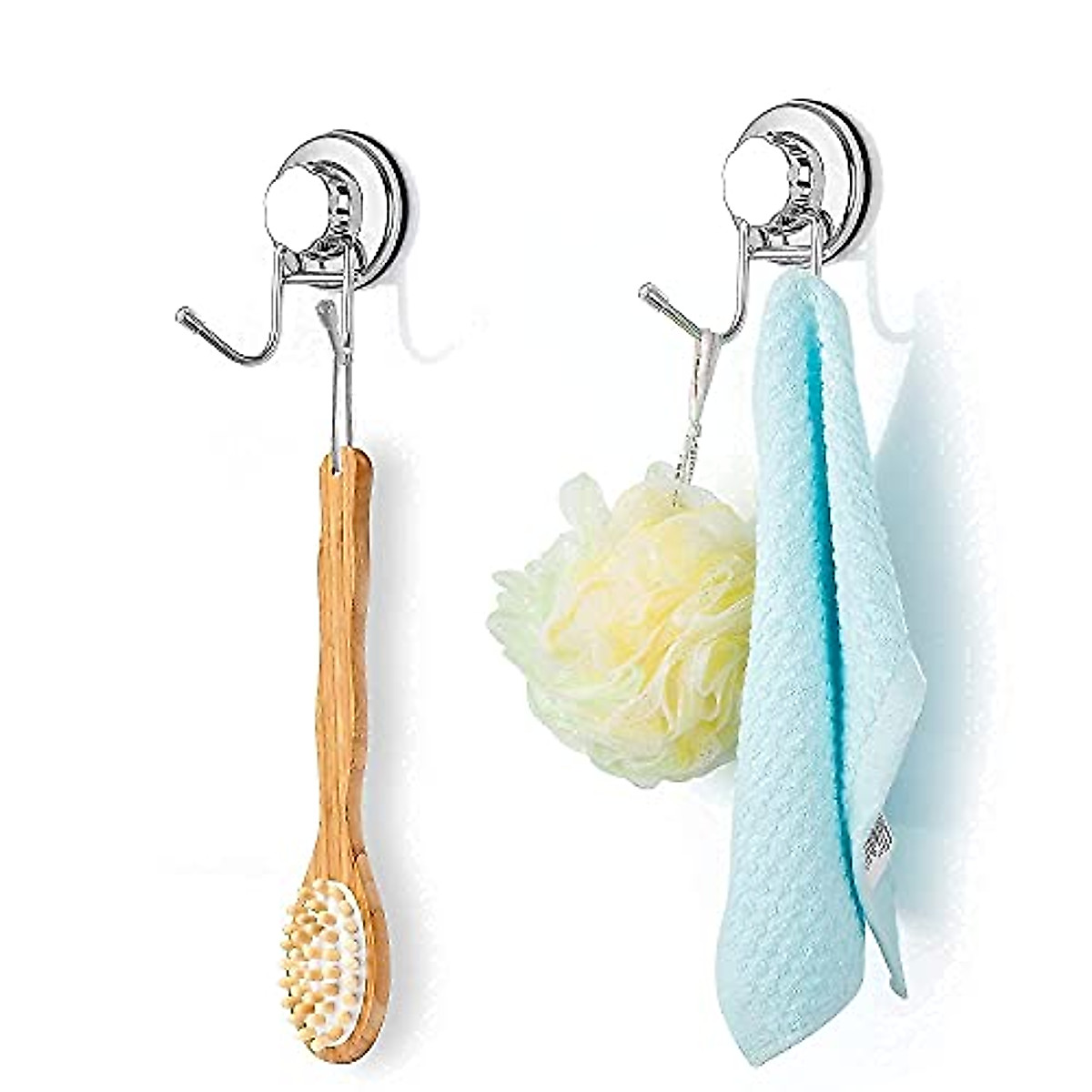 iPEGTOP 3in1 Suction Cup Shower Caddy Bath Wall Shelf + Soap Dish Holder + 2 Pack Strong Suction Cup Hooks