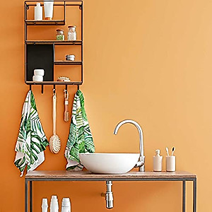 Vantaso Bath Hand Towels Face Terry Towel Washcloth Couple Bathroom Set of 2 Green Tropical Palm & Fern Leaves Kitchen Decor Soft Quick Dry Super Absorbent 30 X 15 inch