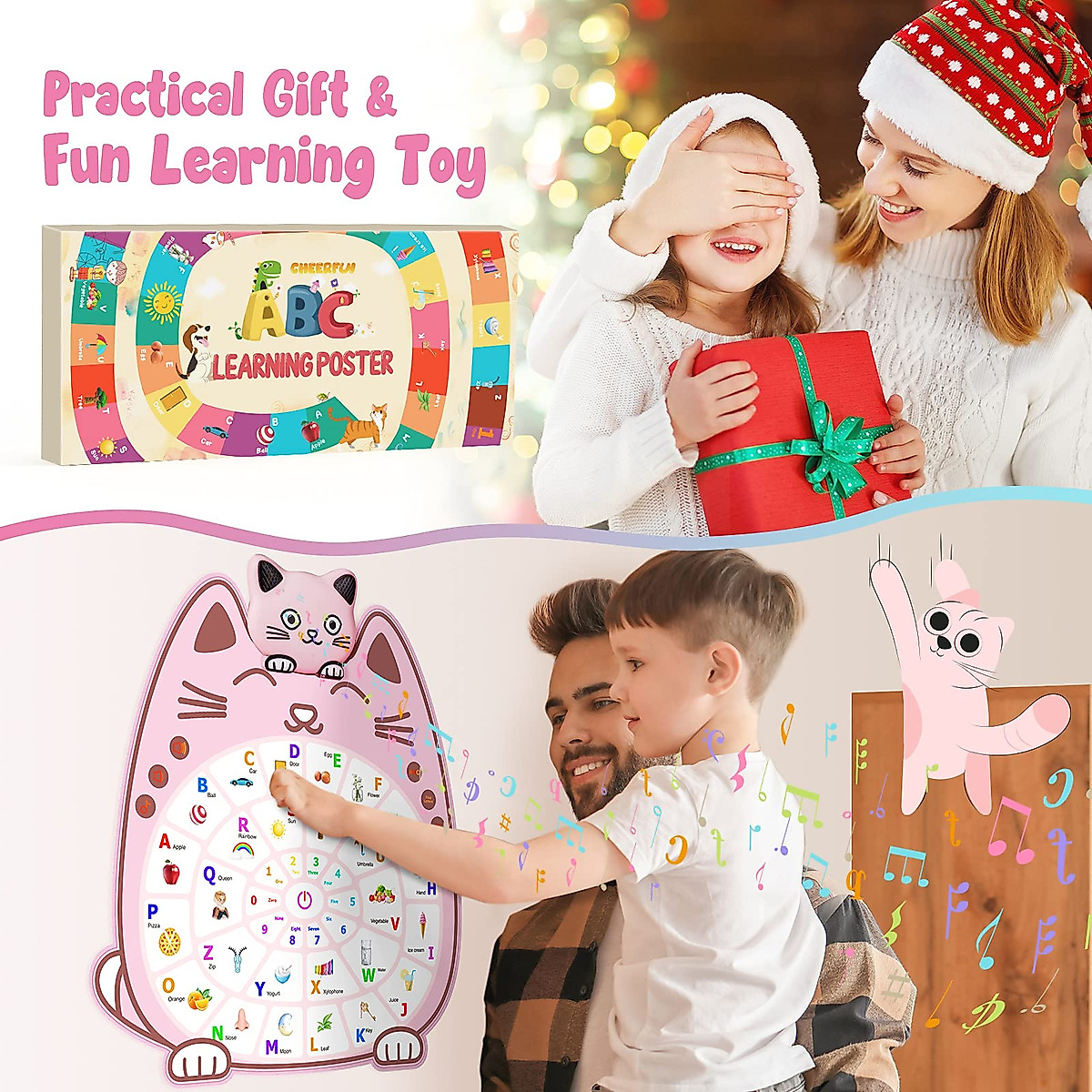 Alphabet Learning Toys For Kids Toddlers - Interactive ABC Poster Wall Chart for Preschool Baby 1 2 3 4 5 6 Years Old Little Boys Girls | Electronic Educational Toys Birthday Gifts Stocking Stuffers