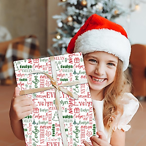 Awsundiy Personalized Gift Wrapping Paper for Kids Women Men Boys Girls, Custom Name Wrapping Paper for Birthday Party Christmas Xmas, Gift Wrap Roll 29"x 20"