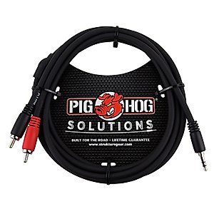 Pig Hog PB-S3R03 3.5 mm to Dual RCA (Male) Stereo Breakout Cable, 3 Feet
