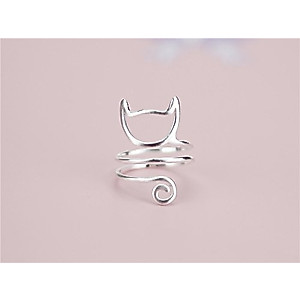 Hi-Summer Jewelry Helen de Lete Innovative Cat Kitty Sterling Silver Ring Small Size