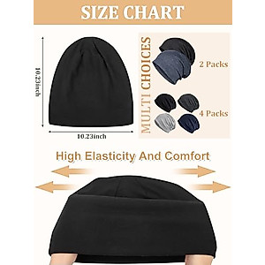 Senker Fashion Cotton Slouchy Beanie Hats, Chemo Headwear for Women Men Soft Lightweight Chemo Skull Cap Elastic Sleeping Cap Black Grey