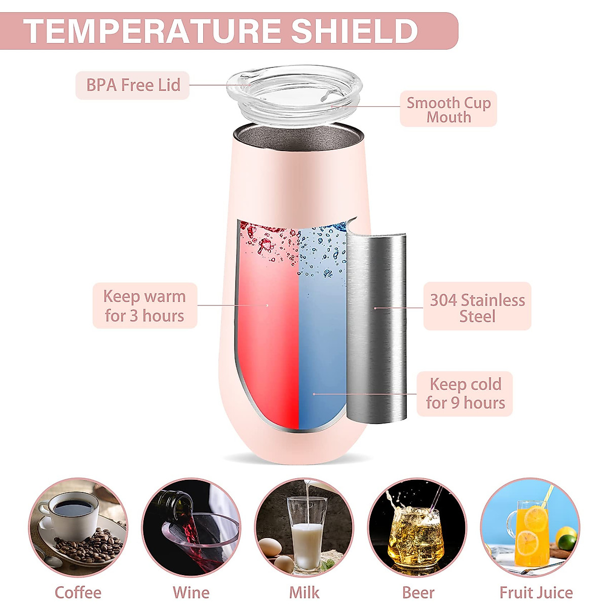 CARAKNOTS Bridesmaid Gifts Bridesmaid Proposal Gifts Wedding Champagne Flutes for Engagement Bachelorette Party Favor Pink Stainless Steel Tumbler Cups 6 oz