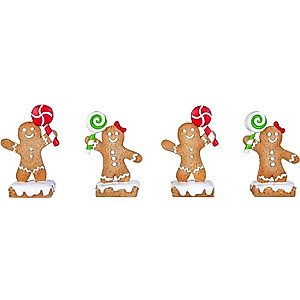 National Tree Company First Traditions Four Piece Gingerbread Cookie Card Holders, Brown, 3 in