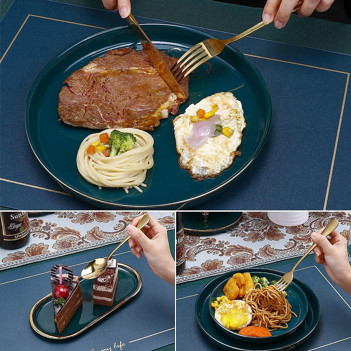 20-Piece Gold Silverware Set for 4, Suotarn Stainless Steel Kitchen Cutlery Utensils, Restaurant Home Party Flatware, Mirror Polished, Dishwasher Safe