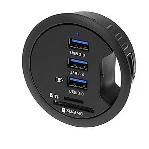 SEDNA - 2.5" Grommet Hole - in Desk - USB 3.1 Gen I 3 Port Hub/BC 1.2 USB Charger with SD Card Reader