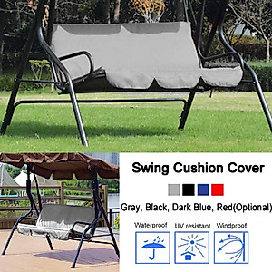 Oumefar Swing Cushion Cover, 3 Seater Chair Waterproof Cushion Replacement Swing Seat Cover for Patio Garden Yard(Grey)