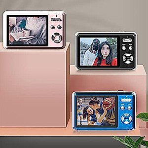 reyiza HD Digital Camera - 40 MP 2.4Inch LCD Display Camera Rechargeable Zoom Video Camera Beginners Students Anti-Shake Mini Digital Cameras (Pink)