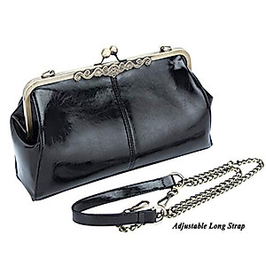 Micom New Small Retro Vintage Kiss Lock Imitation Leather Purse Handbag Totes Bag for Women,girls (Black1)