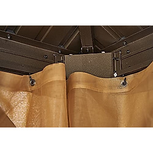 DHPM 12 * 20 FT Hardtop Gazebo with Steel Outdoor Gazebo Canopy Double Vented Roof Pergolas Aluminum Frame with Curtains for Garden,Patio,Lawns,Parties