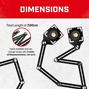 GT ESSENTIALS 2-Pack Multi Angle Measuring Ruler & Drill Hole Locator | Two 6-Sided Combinable to 12-Sided Tool with Adjustable Tile Punch Locators for Precision Woodworking, Tilework, & Construction