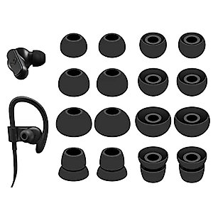 8 Pairs Silicone Ear Tips Compatible with Powerbeats 3 2 1, 4 Size Rubber Replacement Eartips Earbuds Gel Wing Skin Accessories Compatible with Skullcandy in-Ear Earbuds - 4.5mm Black