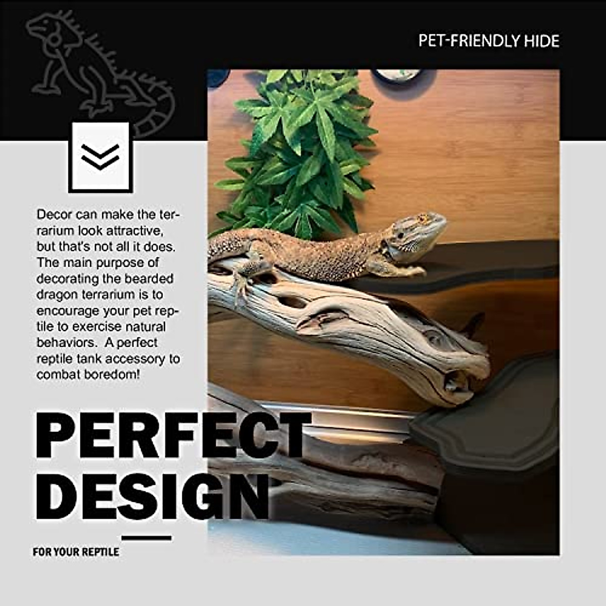 Reptabox Creations Wiggly Bearded Dragon Climbing & Basking Perch| Ideal Crested Gecko, Leopard Gecko Tank Accessory | Bearded Dragon Platform with Adjustable Wooden Planks for Reptile Keepers