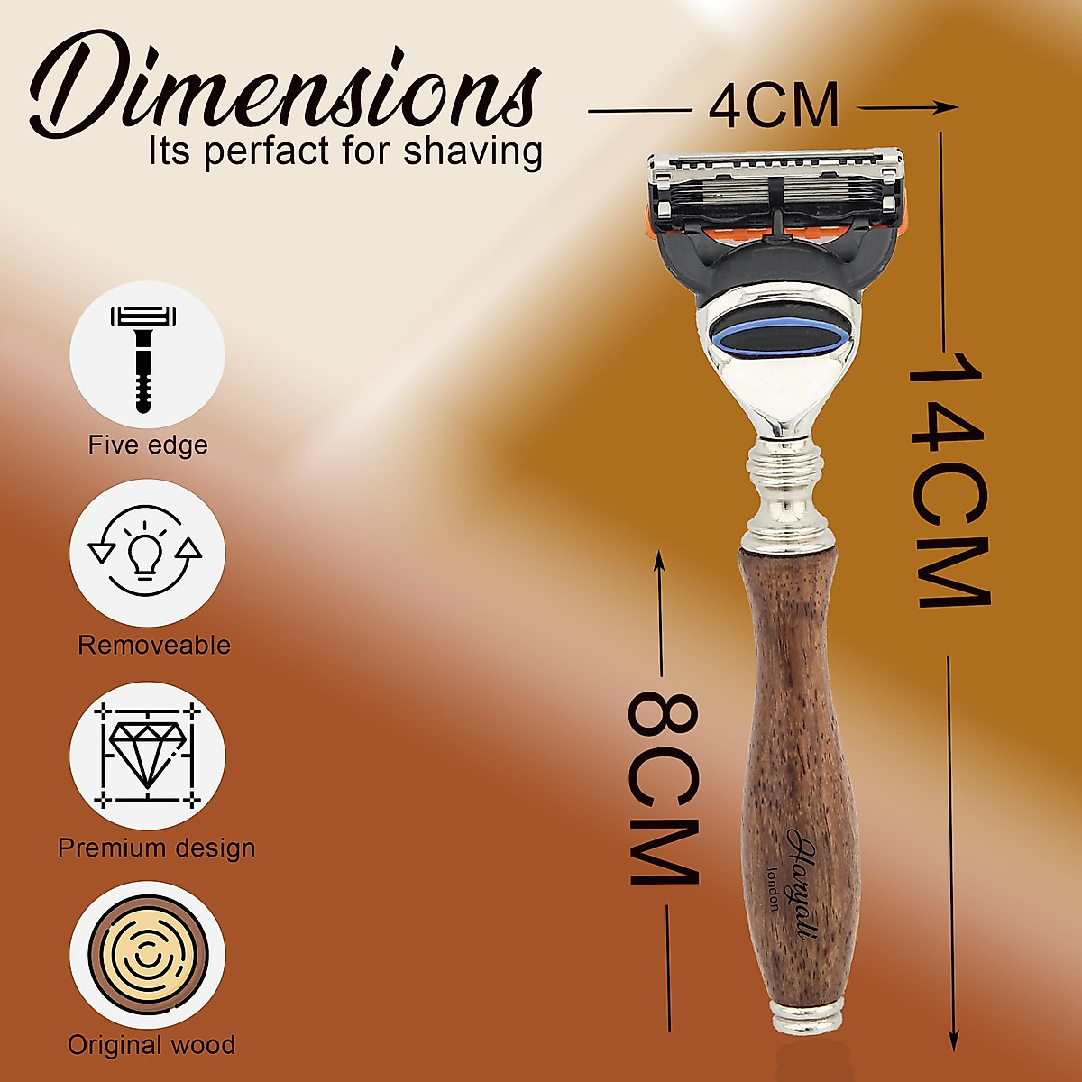 Haryali London 5 Edge Mens Shaving Safety Razor Wood Handle- Perfect Razors for Men That Suits All Skin Type