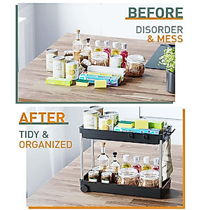 LONONE Under Cabinet Organizer Shelf 2 Tier Bathroom Organizer Under Sink Shelf Simple Trending Stackable 2-Tier Under Sink Cabinet Organizer,Green