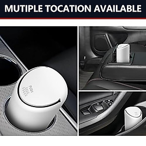 UGSHY 1 PC Car Trash Can with Lid, 2.5" x 6.2" Silicone Portable Small Trash Can, Cup Type Embedded Integrated Waterproof Trash Can for Most Cars SUVs and Trucks (White)