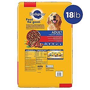 Pedigree Complete Nutrition Adult Dry Dog Food Grilled Steak & Vegetable Flavor Dog Kibble, 18 lb. Bag