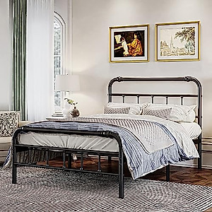 THEOCORATE Twin XL Bed Frame,with Headboard and Footboard,14 Inch High 2500lbs Metal Platform with Storage,No Box Spring Needed,Noise Free,Anti-Slip,Easy Assembly,Black