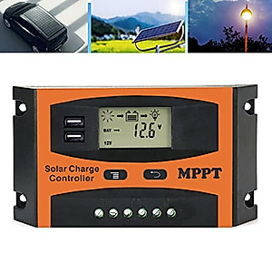 Eaarliyam Mppt Controller,Solar Charge Controller Regulator 12v/24v 60a Mppt Orange Intelligent Discharge with LCD Display Solar80 for Home Industry