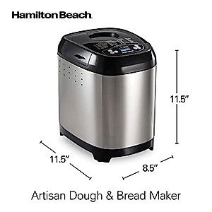Hamilton Beach Digital Electric Bread Maker Machine Artisan and Gluten-Free, 2 lbs Capacity, 14 Settings, Black and Stainless Steel (29985)