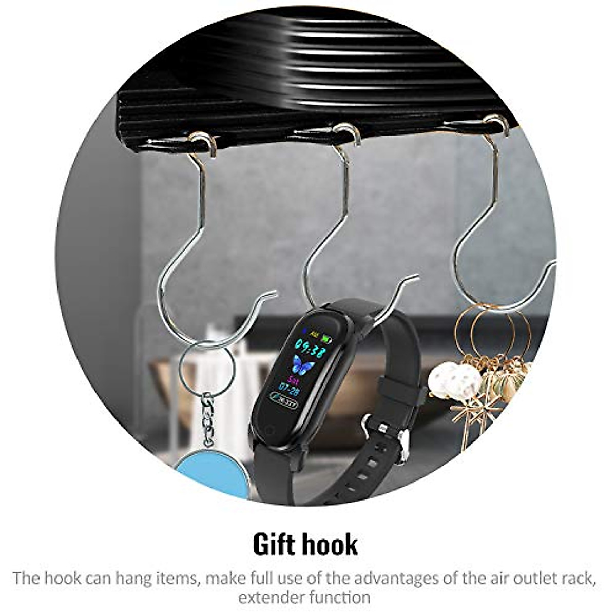 JINZER Hair Dryer Holder Wall Mount Aluminum Hair Blow Dryer Holder Organizer with Straightener Storage Stand Rack for Bathroom with 3hooks (Black)