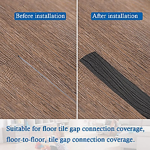 Floor Transition Strip Self Adhesive Floor Cover Strips Flooring Transitions Laminate 2" Wide Vinyl Flat Divider Elegant Wood Grain Design (5cm, 3.3Ft, Dark Gray)