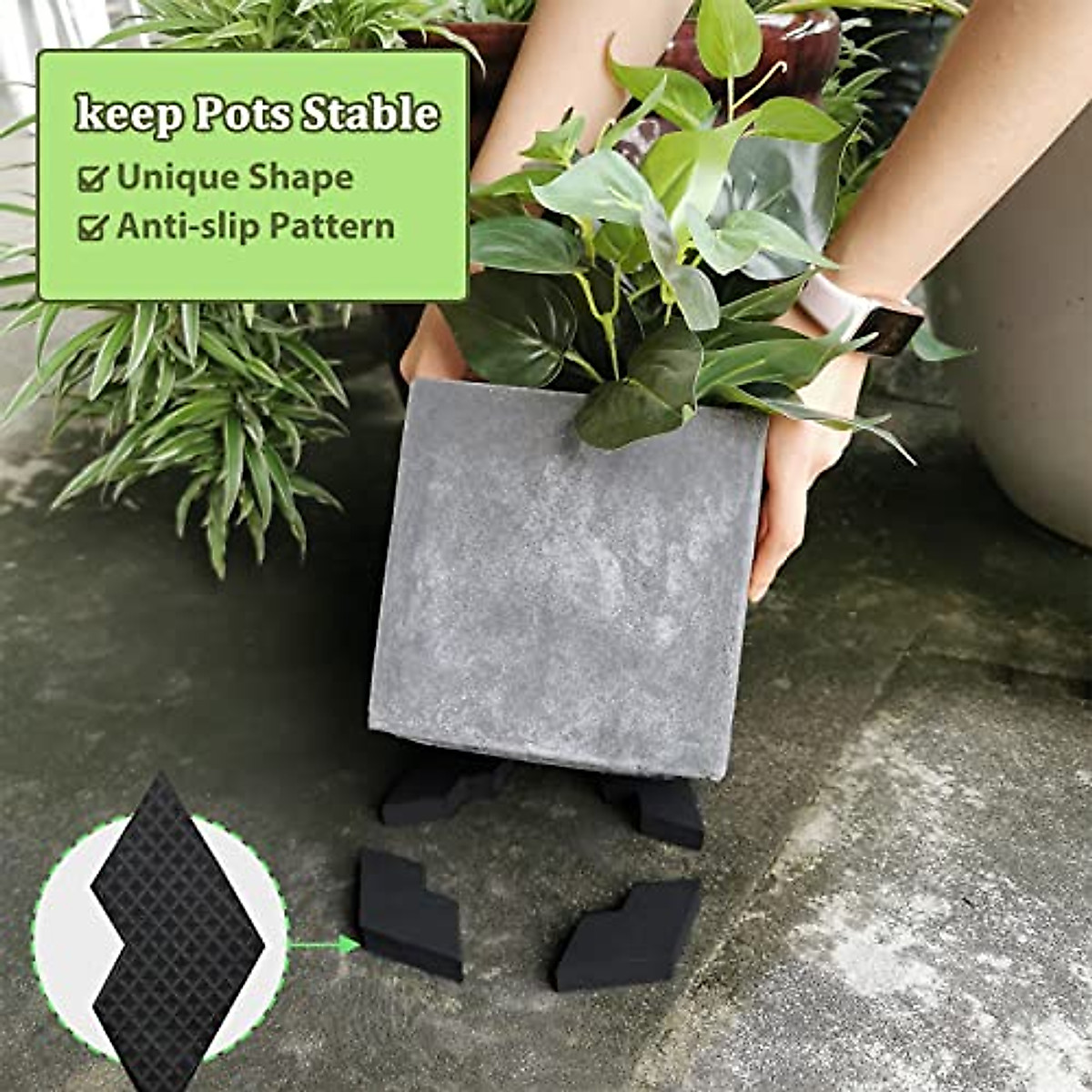 SNAIL GARDEN 40Pcs Invisible Pot Feet, Composable Hexagon Flower Pot Feet Risers for Muti-Styles Pots, Nonslip Gardening Pot Feet Pads for Indoor Outdoor Planters Garden Plant Pots Flowers
