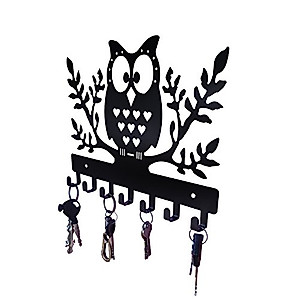 HeavenlyKraft Owl Metal Wall Mounted Metal Key Holder, Owl Key hanger, Medal Hanger, Leash Hanger, Key Organizer, Metal Key hook, 10.6 X 7.48 X 0.8 INCH