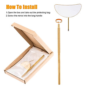 Upgraded Design Lash Mirror for Eyelash Extension Supplies, Large Half Moon Stainless Steel Eyelash Mirror, Dental Mirror for Lash Extensions, Light-weight Eyelash Extension Mirror for Supplies Lashes