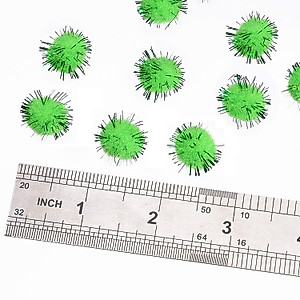 Livder Christmas Pom Poms Pompoms Light Green Glitter Fluffy Balls, DIY Art Crafts Gifts Decorations Supplies(0.6 inches, 500 Pieces)